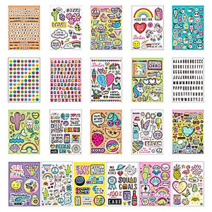 Just My Style 1500+ Stickers, Kawaii Y2K Sticker Book with Positivity Quotes, Sweet Treats, Unicorns, Fun Craft Stickers, for Girls Kids Teens Adults