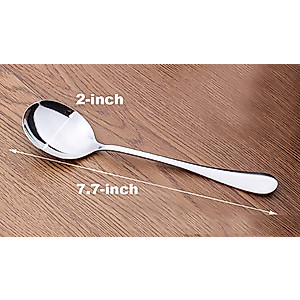 Goeielewe 2-Pack Soup Serving Spoon 7.7-inch Stainless Steel Table Spoon for Buffet, Dinner, Restaurants, Kitchen (Soup Spoon)
