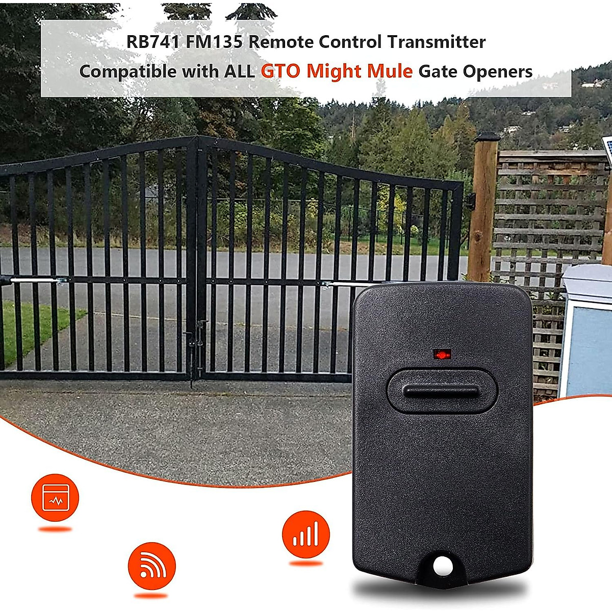 RB741 for Mighty Mule Gate Opener Remote, 318MHZ Gate Remote Control for GTO Gate Openers, 9 Dip FM135 Gate Transmitter for MM371W MM572W etc. Gate Clicker Garage Door Entry Controller (5 Pack)