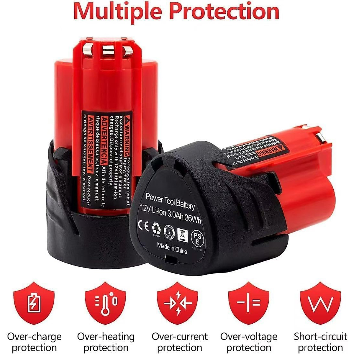 JAUKIST 12V 3.0Ah Replacement Battery Compatible with Milwaukee Battery 48-11-2460 48-11-2411 48-11-2425 Cordless Tools 2 Pack