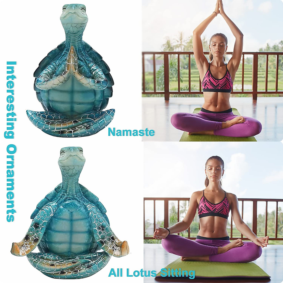 LUIFEL Yoga Turtle, 2 PCS Meditation Yoga Turtle Decor, Sea Turtle Yoga Figurines Decorations for Collection, Yoga Turtle Figurine for Spiritual Garden Home Decor, Gift for Mom, Dad, Friends...