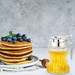 Mezchi 4 Pack Glass Syrup Dispenser, 6.5oz Maple Syrup Dispenser, No Drip Honey Dispenser, Syrup Pour Jar Pour Bottle for Pancake