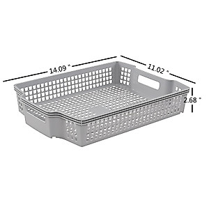 Ramddy 6 Pack Stacking A4 Paper Storage Basket Tray, Grey