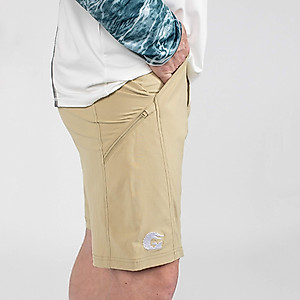 Gator Waders Mens Breakline Performance Fishing Shorts (XX-Large, Khaki)