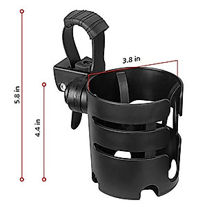 Accmor Stroller Cup Holder with Adjustable Strap, 360 Degree Rotatable Universal Cup Holder for Uppababy, Nuna, Doona Stroller, Cup Holder for Stroller, Wheelchair, Walker, Rollator