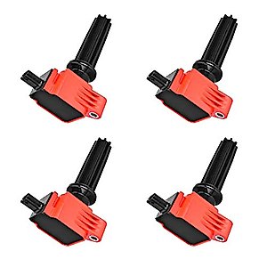 ENA Set of 4 Red Ignition Coil Packs 2.0L L4 Compatible with Ford Lincoln Focus Escape Fusion Edge MKC MKZ 2.0 2012 2013 2014 2015 2016 2017 2018 2019 Coils for C1816 UF670 DG546 CM5Z12029A 6736203
