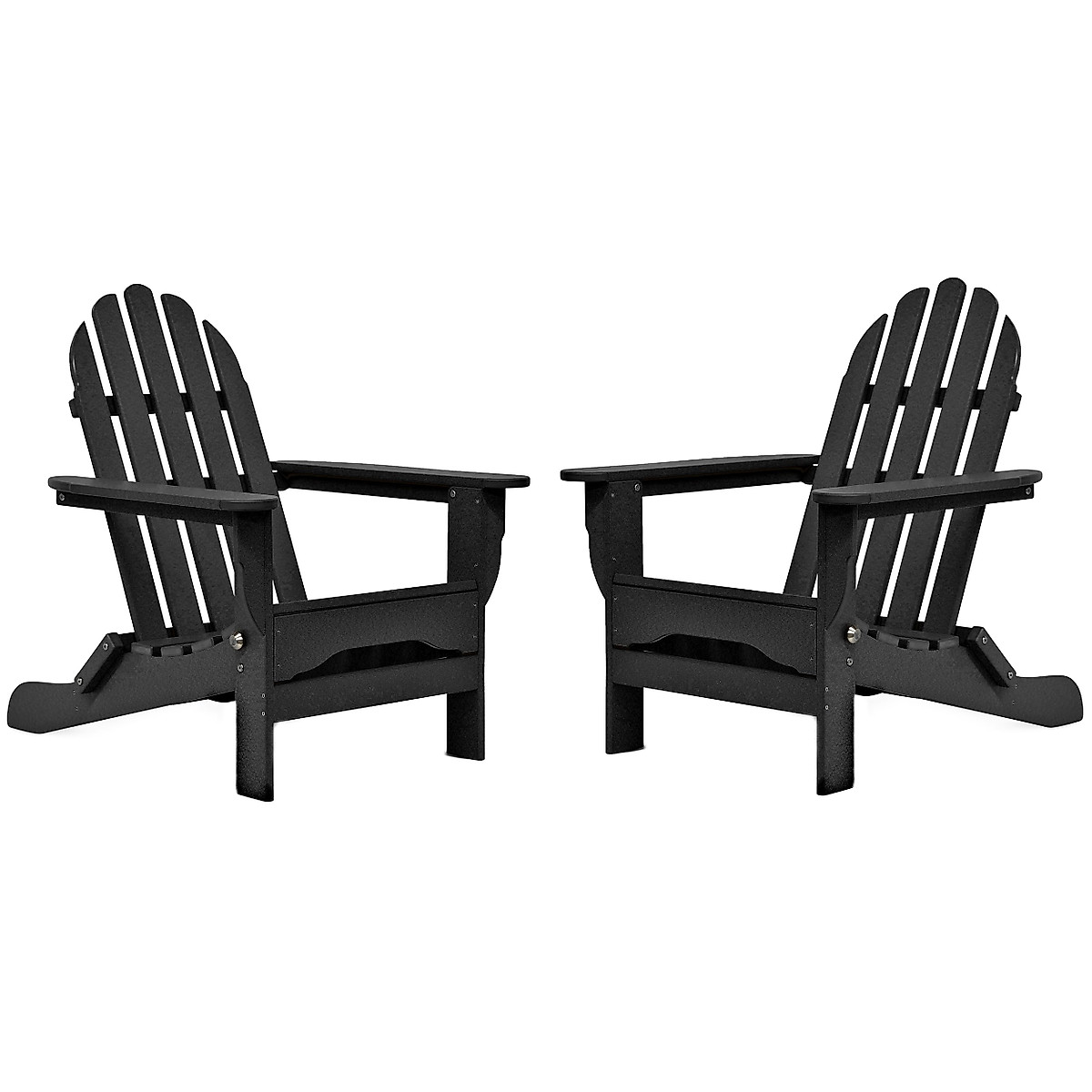 DuroGreen Folding Adirondack Chairs Made with All-Weather Tangentwood, Set of 2, Oversized, High End Patio Furniture for Porch, Lawn, Deck, or Fire Pit, No Maintenance, USA Made, Black