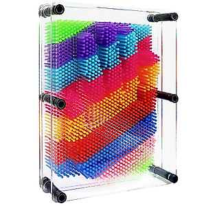 Hsxfl Classic 3D Pin Art Board Toy Sculpture - 8in x 6in Large Size 3D Pin Art Toys for Kids Boys Girls, Sensory Toys Birthday Gifts Fidget Toys (Multicolor)