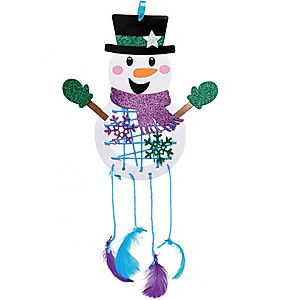 Baker Ross AX515 Snowman Dream Catcher Kit - Pack of 4, Creative Christmas Art and Craft Supplies for Kids to Make, Decorate and Display