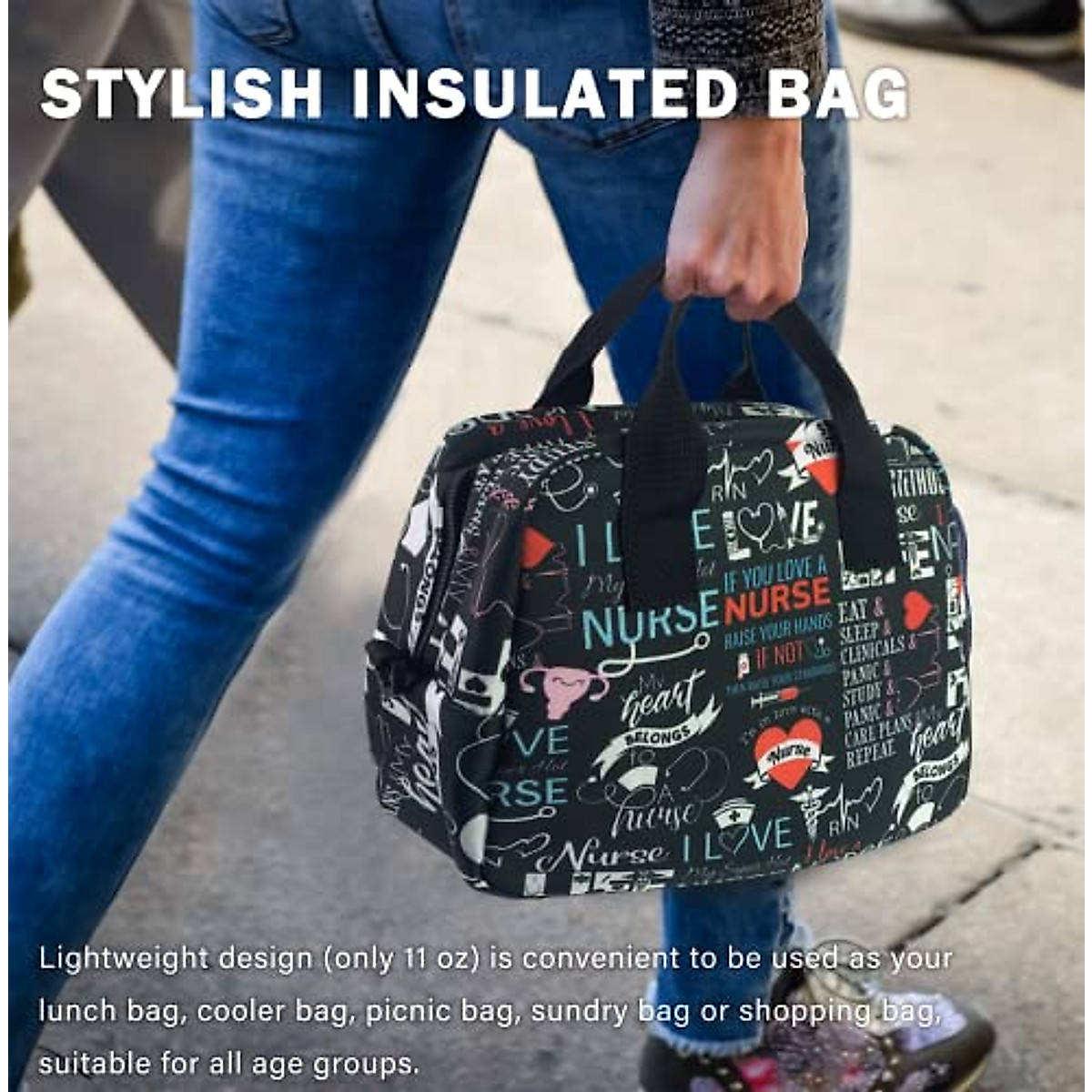 Dentist Insulated Lunch Bag for Women Reusable Large Lunch Bags Thermal and Cooler Lunch Box Bag Portable Leakproof Lunch Tote Bag with Adjustable Shoulder Strap for Work Picnic Travel