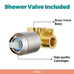 WRISIN Shower Faucet Set Brushed Nickel, Shower Valve and Trim Kit with 6 Inch Shower Head, Shower Valve Kit