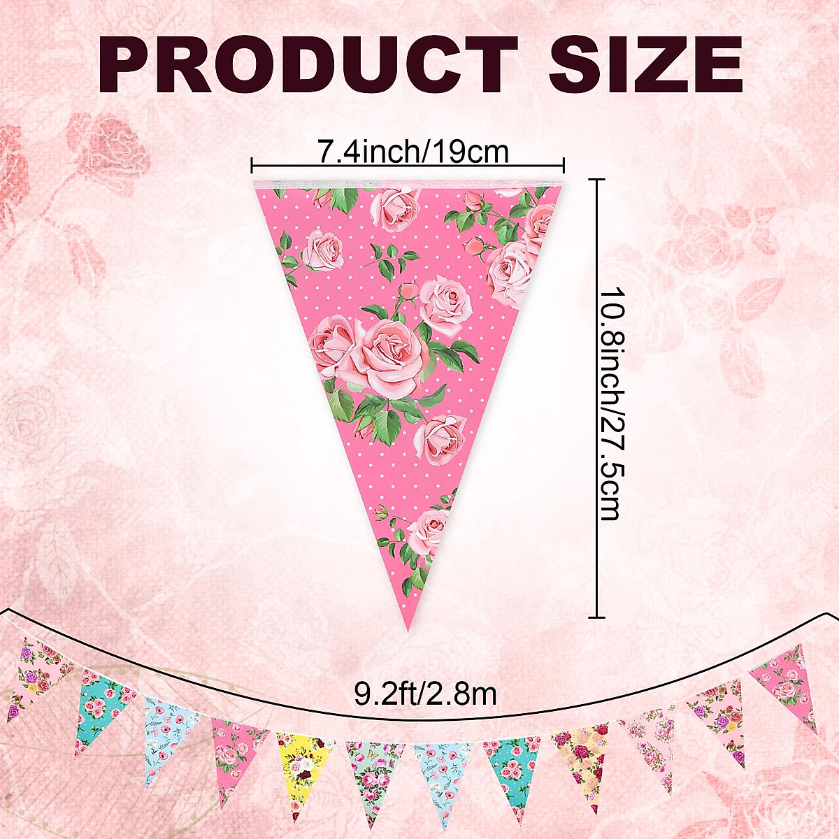 Floral Birthday Decorations Wildflower Garland Sign Tea Party Decor for Bridal Wedding Birthday Parties Baby Shower Home Outdoor Hanging Decor