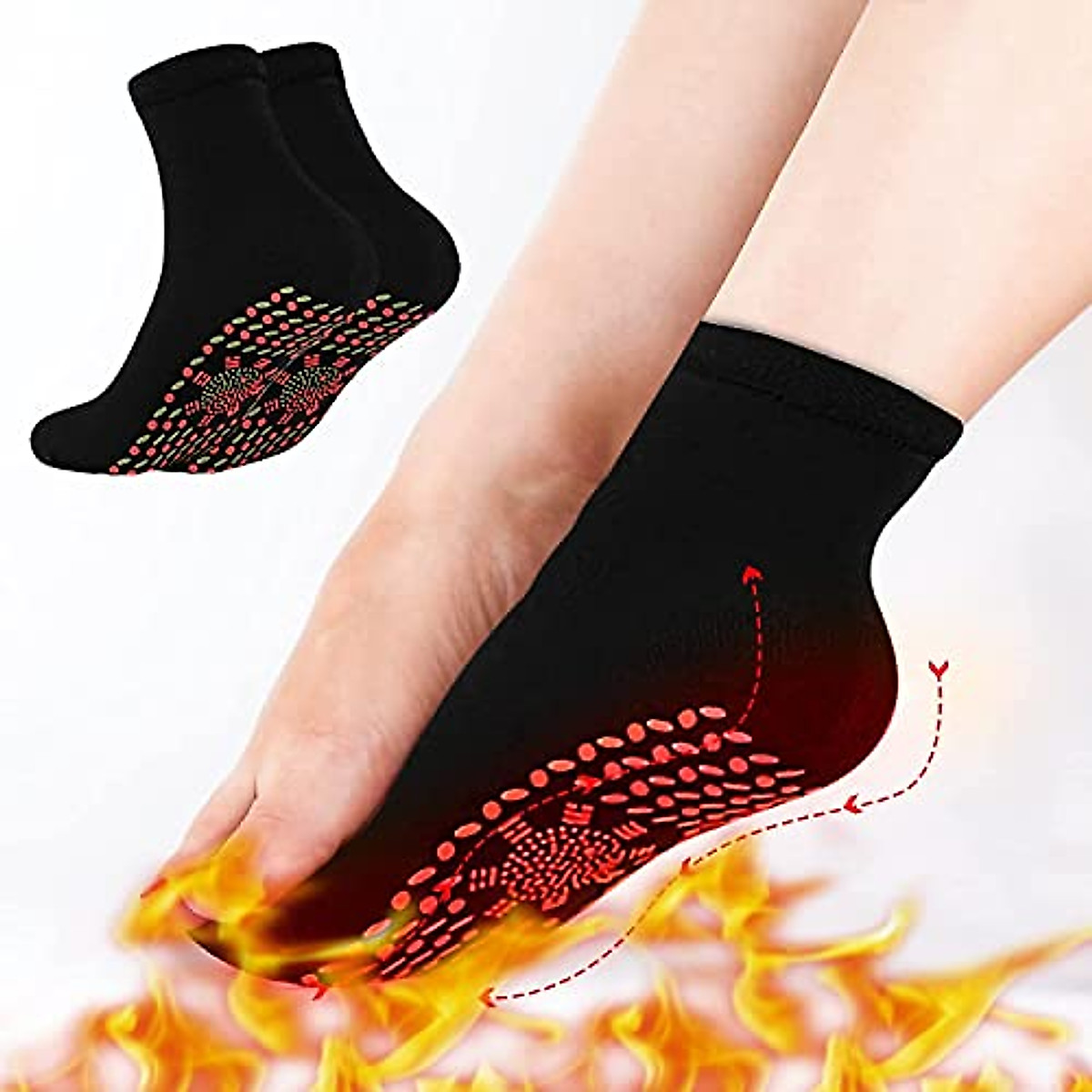 3 Pair Self-Heating Socks for Men Women, Unisex Therapy Magnetic Socks Washable Anti-Freezing Self Heating Socks Insulated Cold Weather for Outdoor Hunting Camping Hiking (Black)