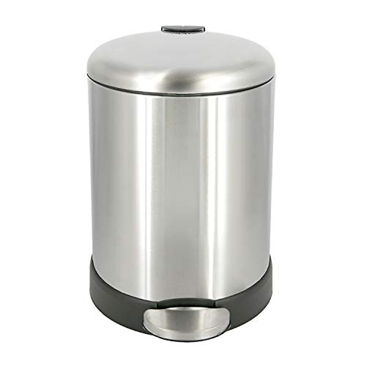 Glad Small Trash Can, 1.2 Gallon | Round Stainless Steel Garbage Bin with Soft Close Lid & Step Foot Pedal | Metal Waste Basket with Removable Inner Bucket, Stainless