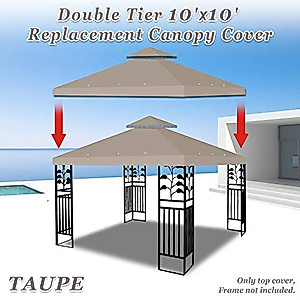 Strong Camel Dual Tier Gazebo Replacement 10' x 10' Canopy Top Cover Awning Roof Top Cover (Taupe)