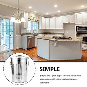 PRETYZOOM Stainless Steel Trash Cans with Lids: Round Outdoor Garbage Can Farmhouse Retro Metal Waste Bin Dog Poop Trash Can for Garden Yard Bedroom Bathroom