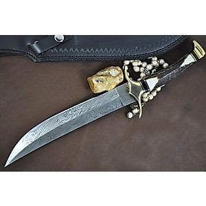 Perkin Handmade Damascus Steel Hunting Knife - Beautifu Hunting Knife with Sheath
