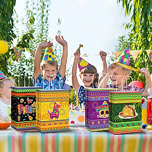 Pajean 18 Packs Fiesta Party Favor Bags with Handles, Cinco De Mayo Candy Bags Mexican Themed Paper Gifts Bags for Birthday Baby Shower Bridal Mexico Party Favor Supplies