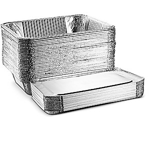 [30 Pack - 9"x13" Combo] Basix Disposable Aluminum Foil Meal Prep Cookware Half Size Containers With Foil Lids, Oven, Toaster, Grill, Cooking, Roasting, Broiling, Baking, Event, Take Out, Restaurant
