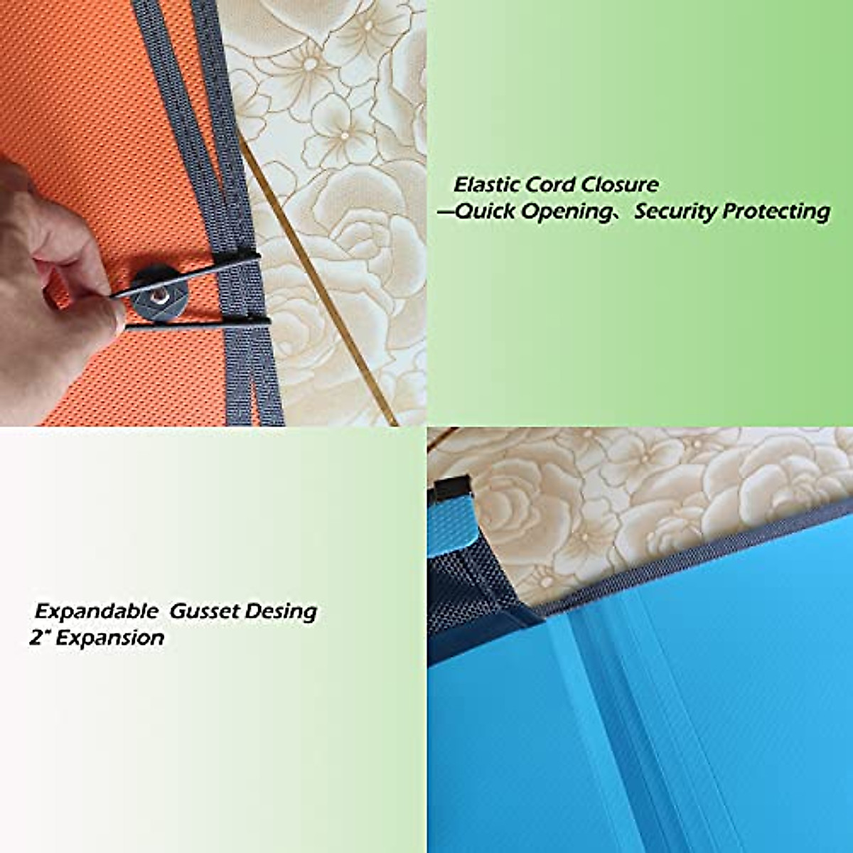 Expanding File Folder Document Organizer with Elastic Cord & Button Closure, Letter Size, 3.5" Expansion, Letter A4 Expandable File Folder for Home School Office Organization, 3 Pack