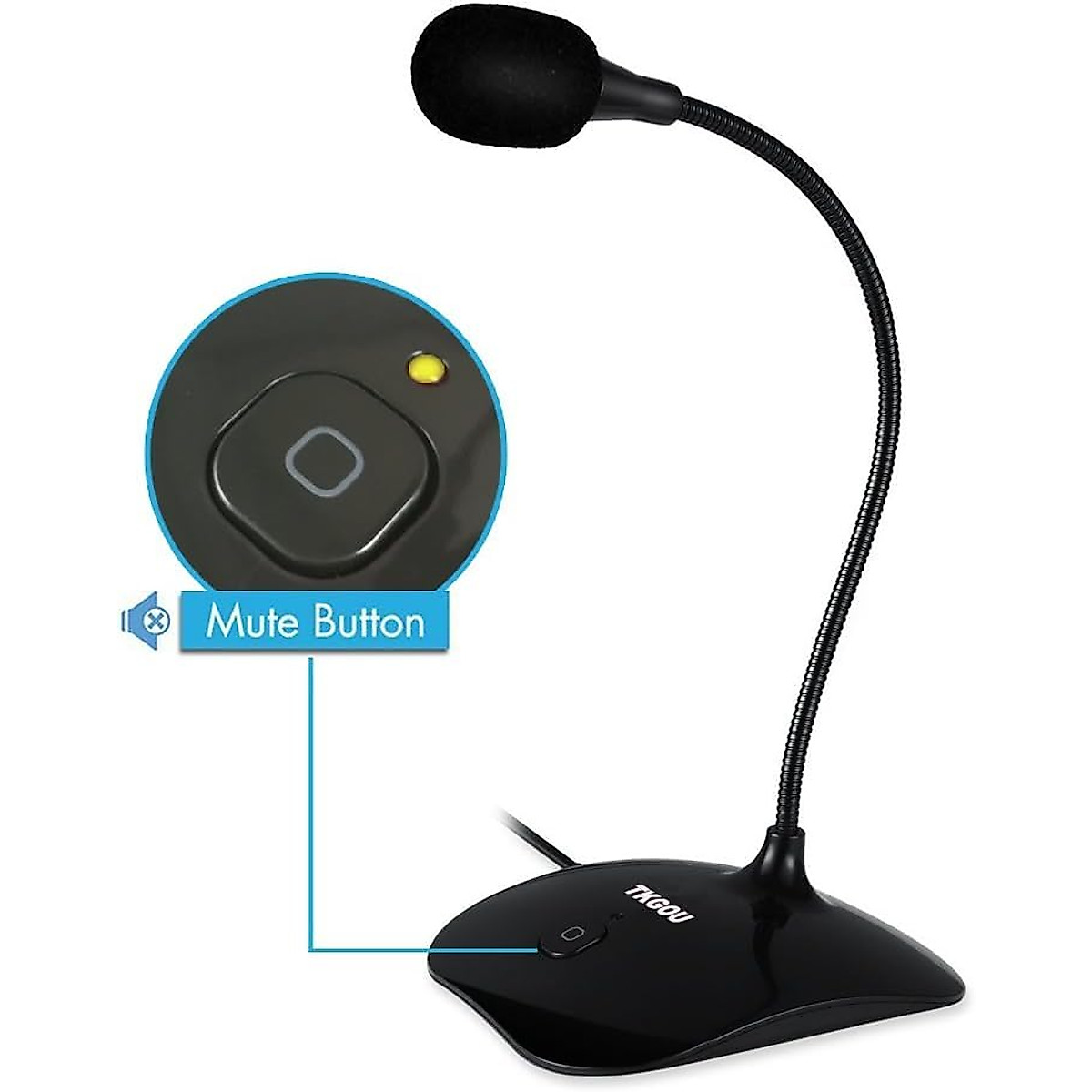 TKGOU USB Microphone for PC, Computer Microphone, PC Microphone with Mute Button & LED Indicator, Laptop Desktop Condenser Mic, Great for Podcast, Gaming, Streaming, Recording - Windows & Mac