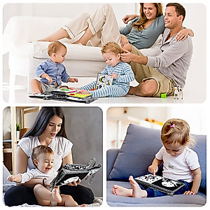 OKOOKO Black and White High Contrast Soft Baby Books 2PCS Washable Tummy Time Toy Crib Stroller Toy Montessori Sensory Toy Early Education for Newborn Baby Infant 0-6 6-12 Months