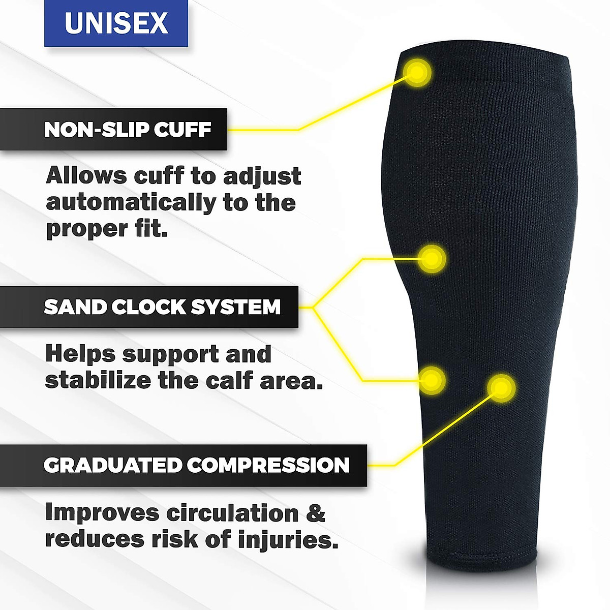 POWERLIX Calf Compression Sleeve (2p) Calf & Shin Sleeves for Men & Women Great for Pain Relief, Running, Sports & More