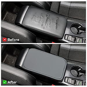 Amiss Auto Center Console Pad, PU Leather Car Armrest Seat Box Cover Protector, Universal Waterproof Non Slip Soft Center Console Armrest Pad for Most Vehicle, SUV, Truck, Car (Grey)