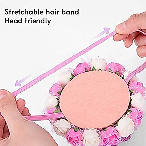 Baby Birthday Crown, Princess Crowns Tiara Girls Party Hat With Gold Glitter and Pink Roses for Birthday Party Decorations (1/2st Golden Crown)