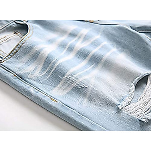 Liuhond Men's Ripped Distressed Destroyed Straight Fit Washed Denim Jeans Pants(3330Blue, 34)