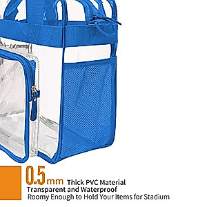 BAGAIL Clear Bag Stadium Approved Tote Bag with Front Pocket and Adjustable Shoulder Strap (Blue)