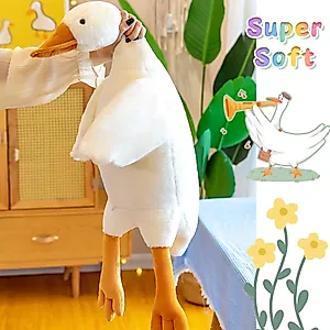 HPOSAN Goose Stuffed Animal Toy Cute Giant White Goose Stuffed Animal Duck Plush Super Soft Hugging (A:19.5 inch)