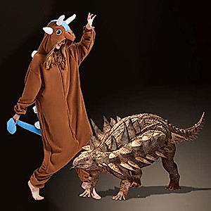 BETIFUHOM Animal Ankylosaurus Onesie Pajamas Unisex Adult Dinosaur Halloween Christmas Onesies Costume Cosplay for Women and Men