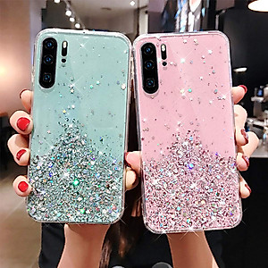 Case for Huawei P30 Pro Glitter Case,Clear Bling Glitter Slim TPU Rubber Gel Skin Stars Space Case Cover Sparkle Shiny Crystal Phone Cover Bumper Case for Huawei P30 Pro Case for Girl Women,Pink