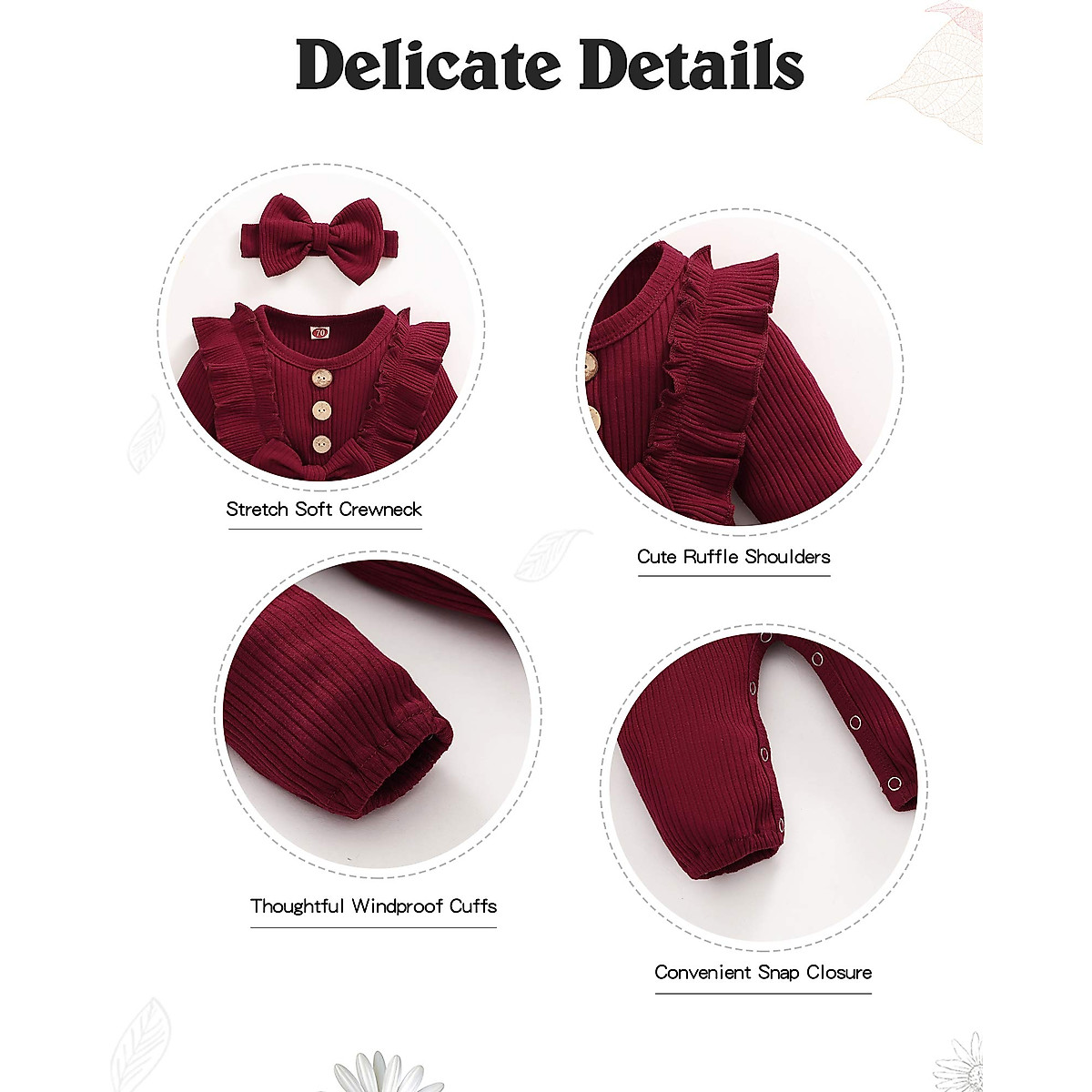 Mioglrie Newborn Baby Girl Clothes Romper Cute Baby Girl Stuff Cotton Newborn Girl Clothes Ruffle Baby Girl Outfits Gifts Maroon 0-3 Months Baby Girl Clothes