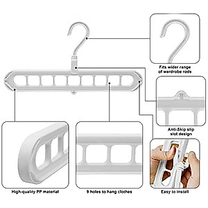 Mllkcao 1pc Multifunction Closet Organizer Magic Space Saving Hangers with 9 Holes, 360° Rotatable Closet Hanger for Clothes Pants