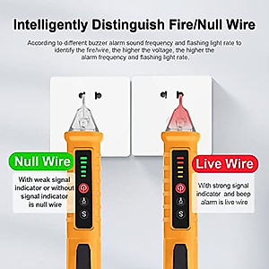 Non-Contact Voltage Tester, Dual Range AC Voltage Tester 12V/48V-1000V with Flashlight & Buzzer Alarm, Electrical Tester for Live/Null Wire Judgment & Breakpoint Finder