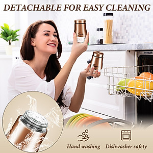 Copper Salt and Pepper Shakers Set, 5 oz Glass Bottom Salt Shaker with Stainless Steel Lid Modern Farmhouse Kitchen Decor and Accessories for Restaurant, Wedding, Housewarming Gifts (Copper)