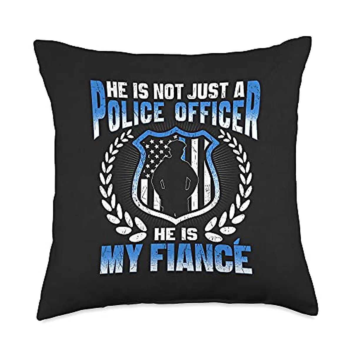 G2T Proud Police Family My Fiance is A Brave Officer-Proud Police Fiancee Throw Pillow, 18x18, Multicolor