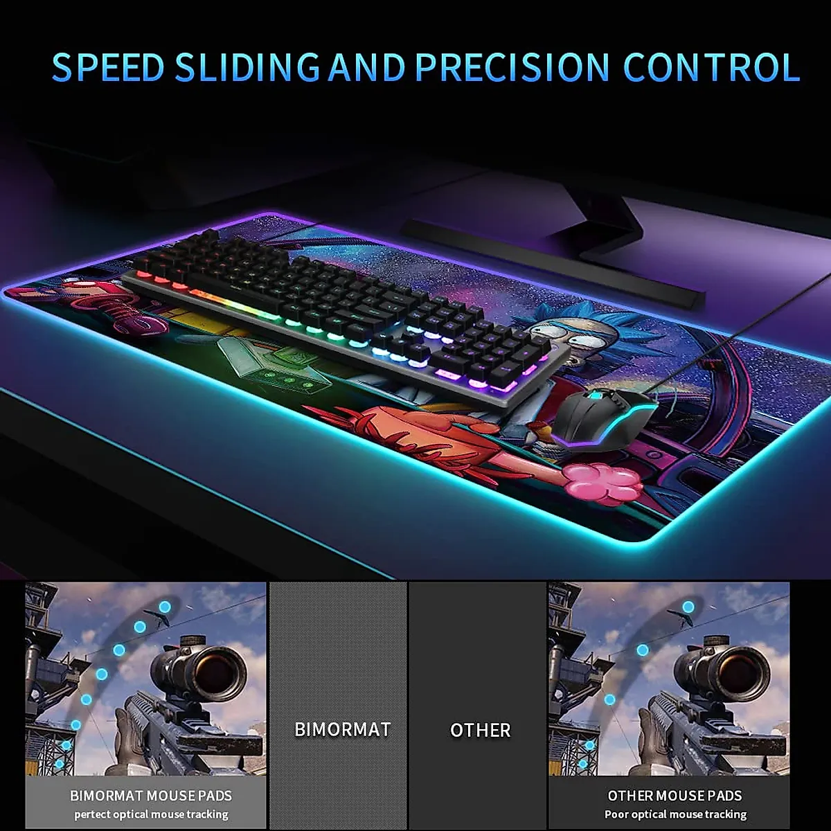 Gaiamat XXL RGB Gaming Mouse Pad,Large LED Anime Mousepad with Non-Slip Rubber Base and Durable Stitched Edges,35.4x15.7IN Mouse Mat Laptop PC Desk Mat(leddrive)