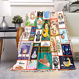 Sloth Blanket Personalization Sloth Blankets Gifts Super Soft Cozy Fluffy Blankets for Bed Sofa and Travel 60"X50"Sloth Gifts for Women