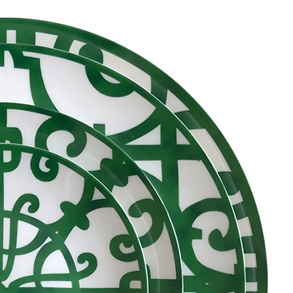 OUSIKA Plates Four-Piece Ceramic Plate Hand-Painted Red Art Creative Round Tableware Dinner Plate Set Wedding Pasta Charging Plate Plate (Color : Green)