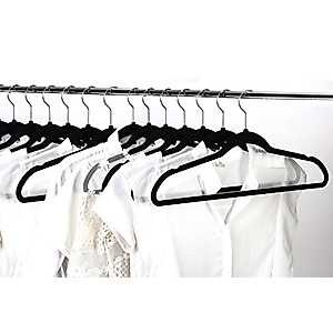Jeronic Ultra Thin Non-Slip Velvet Clothes Hanger, Pack of 50, Black
