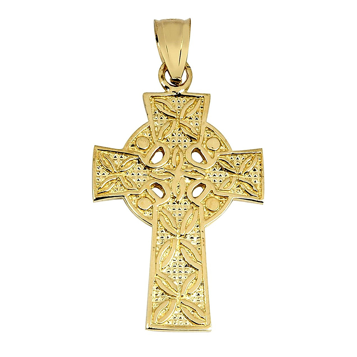 Solid 10k Yellow Gold Irish Celtic Cross Trinity Pendant