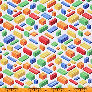 Mook Fabrics Cotton Building Blocks, Multi Cut by The yard