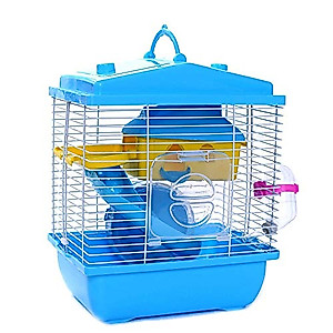 GFHFG Pet Cage Hamster with Transparent Skylight Double Layer House for Hamster Golden Hamster Pet Blue