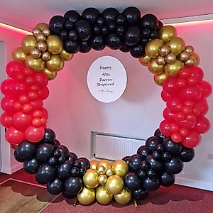 COKAOBE Red Black and Gold Balloons Garland Kit, 124pcs Red Black Metallic Gold Confetti Balloon Arch Kit for Wedding, Birthday Graduation Baby Shower Celebrations Anniversary Party Decorations