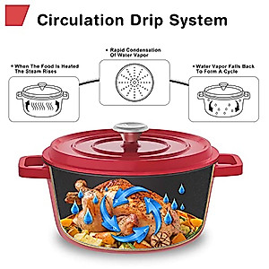 Dezin Dutch Oven, 4.2 Quart Non-stick Enamel Coated Dutch Oven with Handle for Roasting and Braising, Cast Aluminum Dutch Oven Pot with Lid for Gas, Electric Induction, Hot Plate