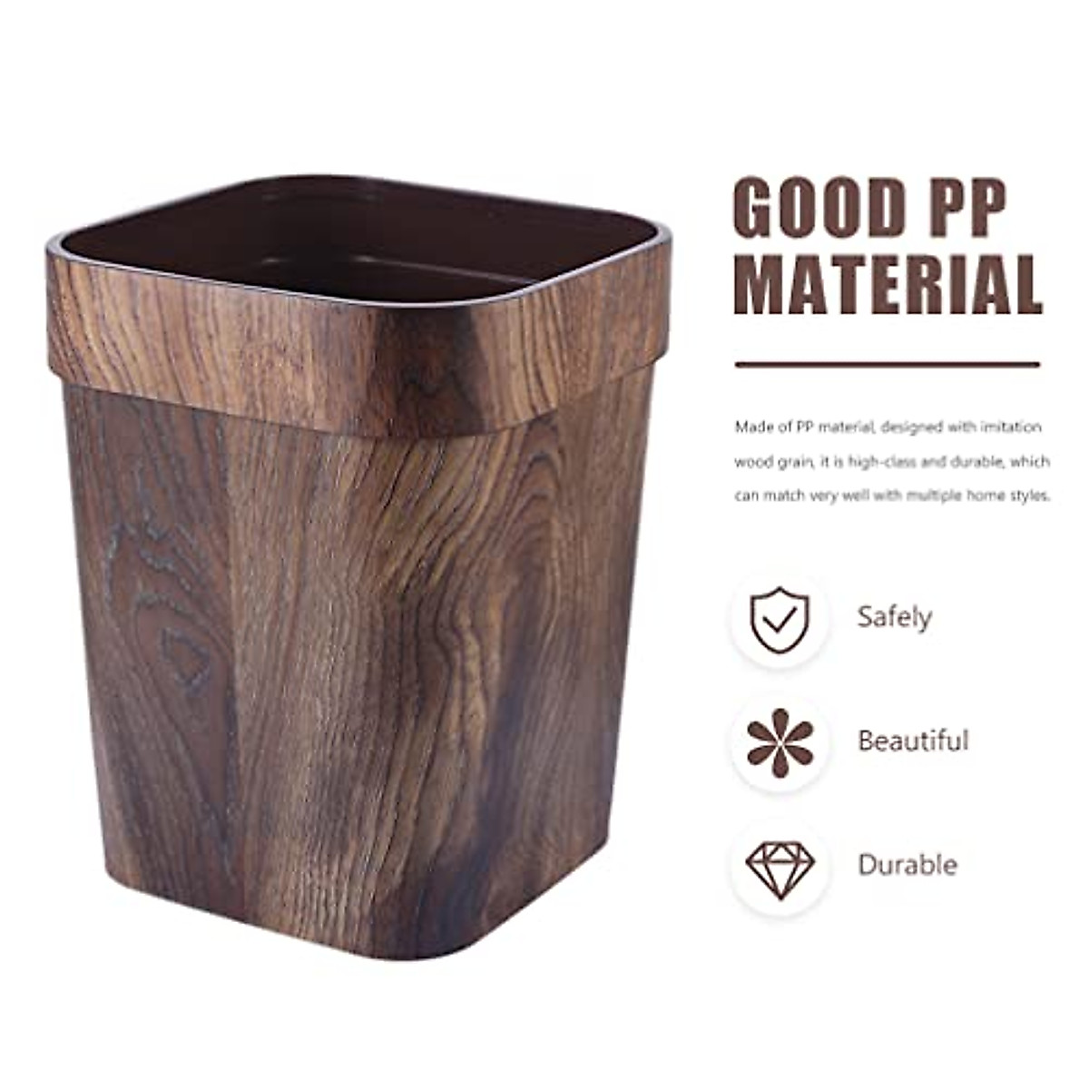 LIFKOME Rustic Trash Can Waste Basket Rustic Farmhouse Style Wastebasket Bin Garbage Can for Bathroom Office Bedroom Living Room Coffee