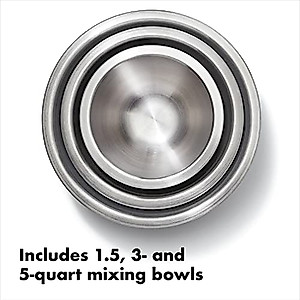 OXO Good Grips 3-Piece Stainless-Steel Mixing Bowl Set, White